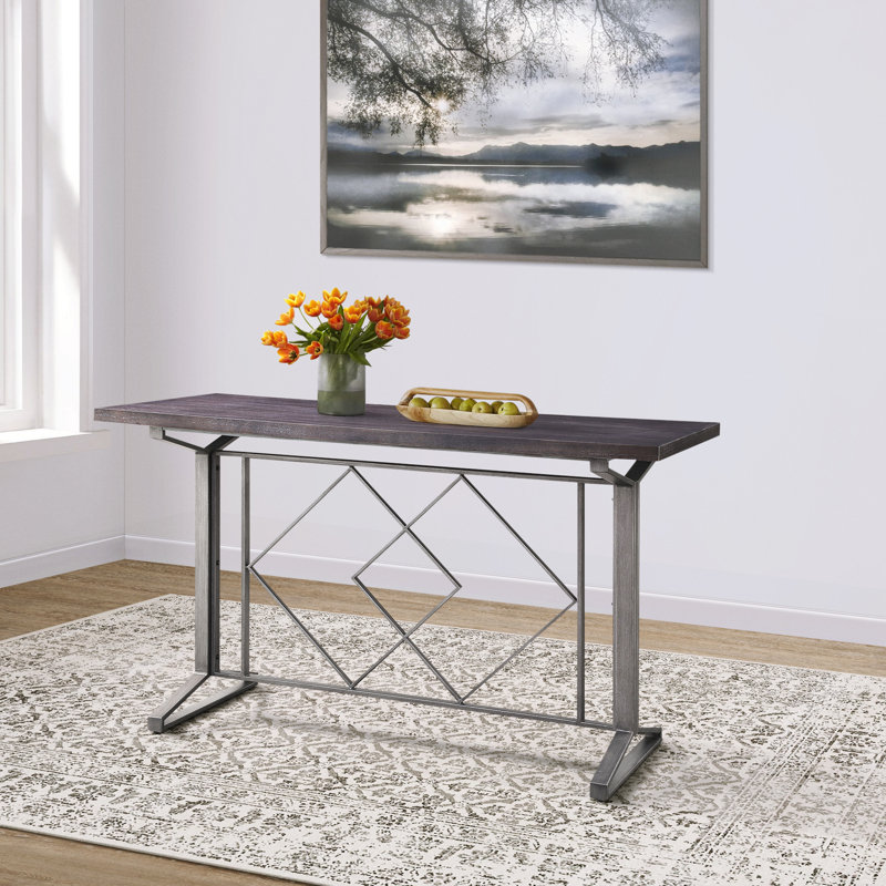 Rosalind Wheeler Tairo Salvaged Brown and Black Trestle Base Counter ...