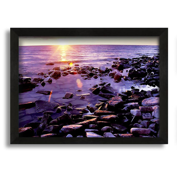 Highland Dunes Ocean Pebble Sunrise - Picture Frame Graphic Art on ...