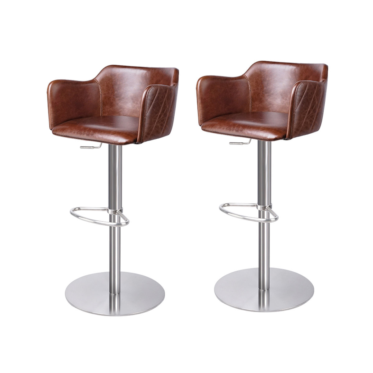 Orren Ellis Modern And Simple Cattle Genuine Leather Bar Stools With ...