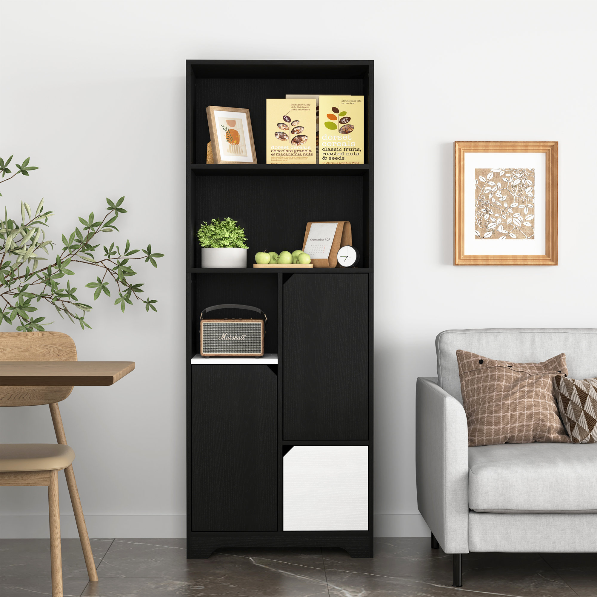 Latitude Run® Multifunctional Open Storage Space Bookcase with Doors ...