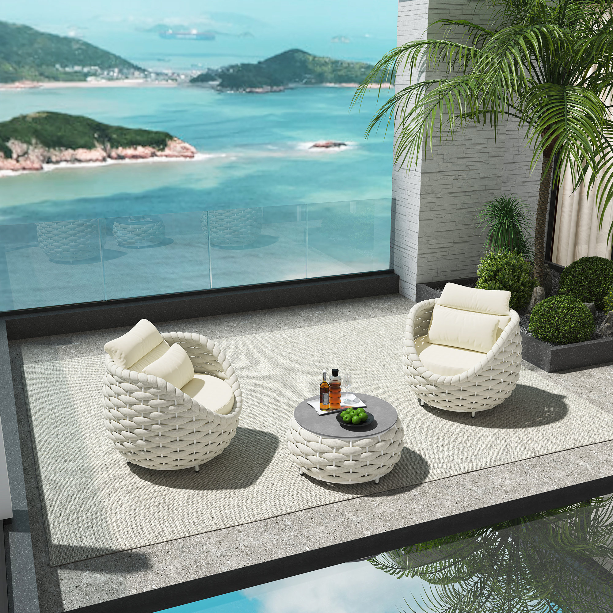 Ivy Bronx 2 - Person Olefin Rope Outdoor Seating Group With Cushions ...