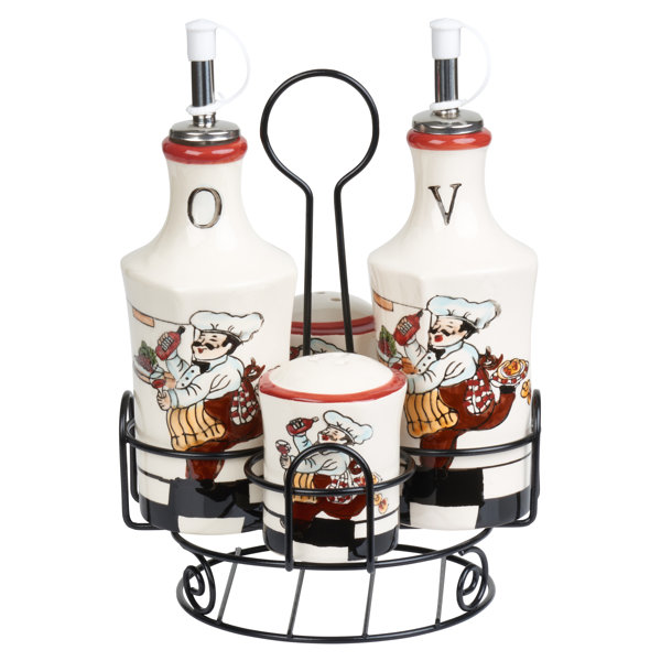 Lorren Home Trends 5 Piece Chef Ceramic Condiment Set & Reviews | Wayfair