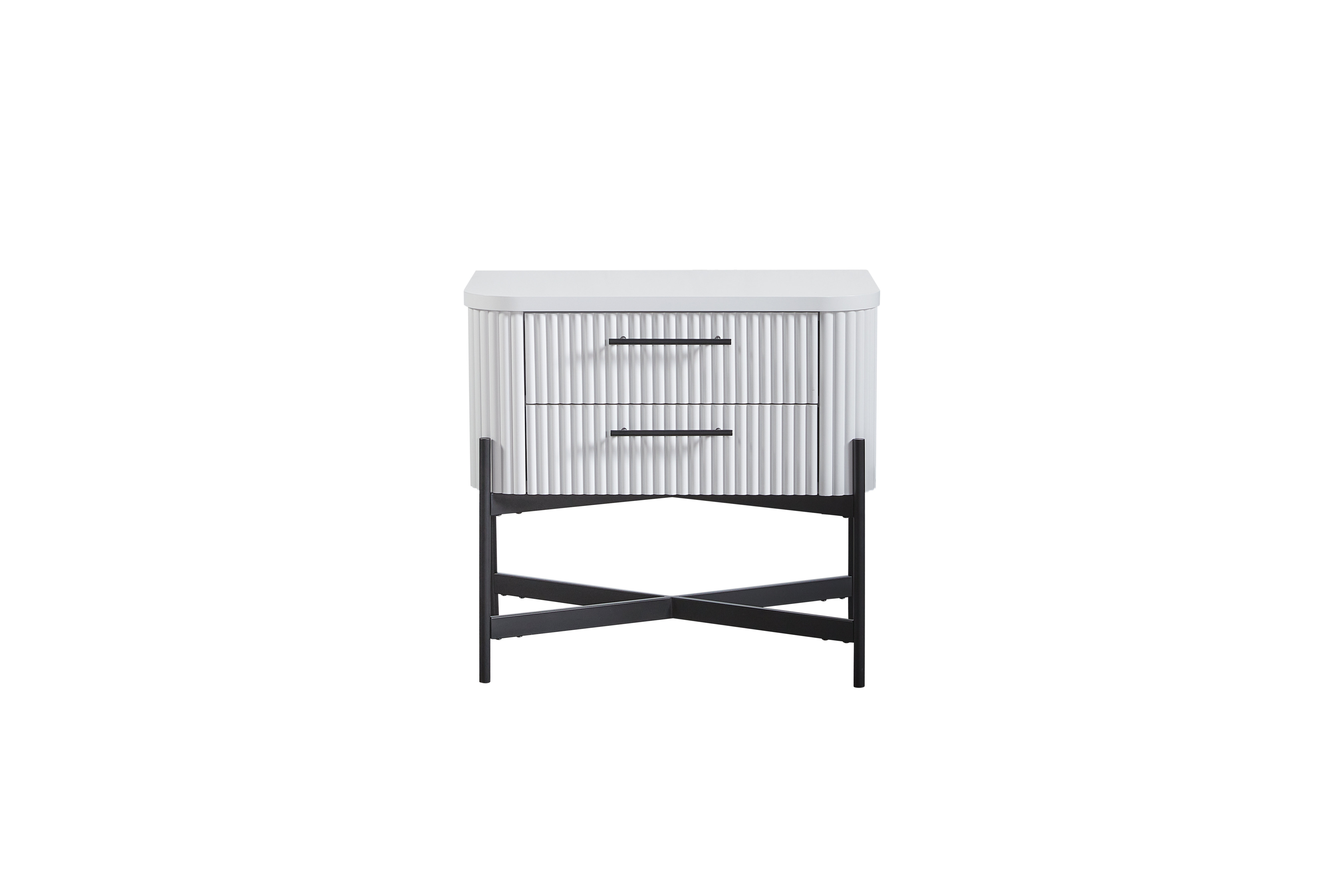 NFusion Kyle 2-Drawer Nightstand with Reeded Fronts & Metal Base | Wayfair