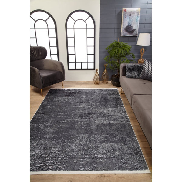 Williston Forge Ronaldo Modern Machine Woven Anthracite Indoor ...