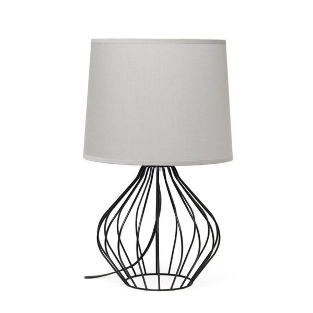 Wrought Studio™ Geometrically Wired Table Lamp, Gray On Black | Wayfair