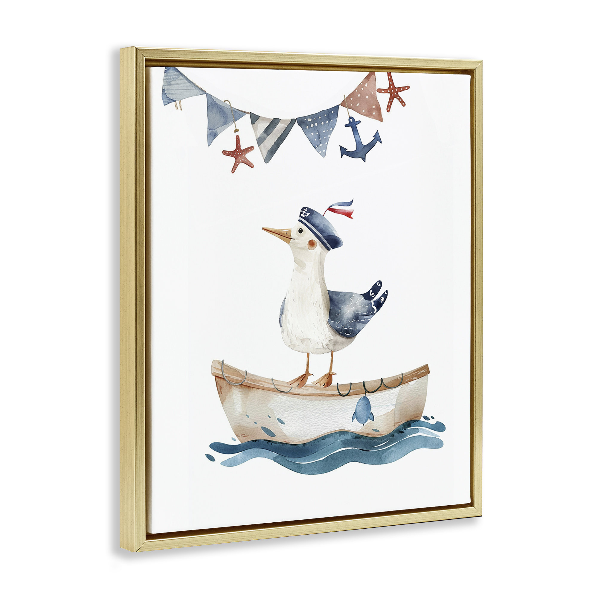 Trinx Cute Sailor Seagull Floater Canvas Wall Art by LSR Design Studio ...