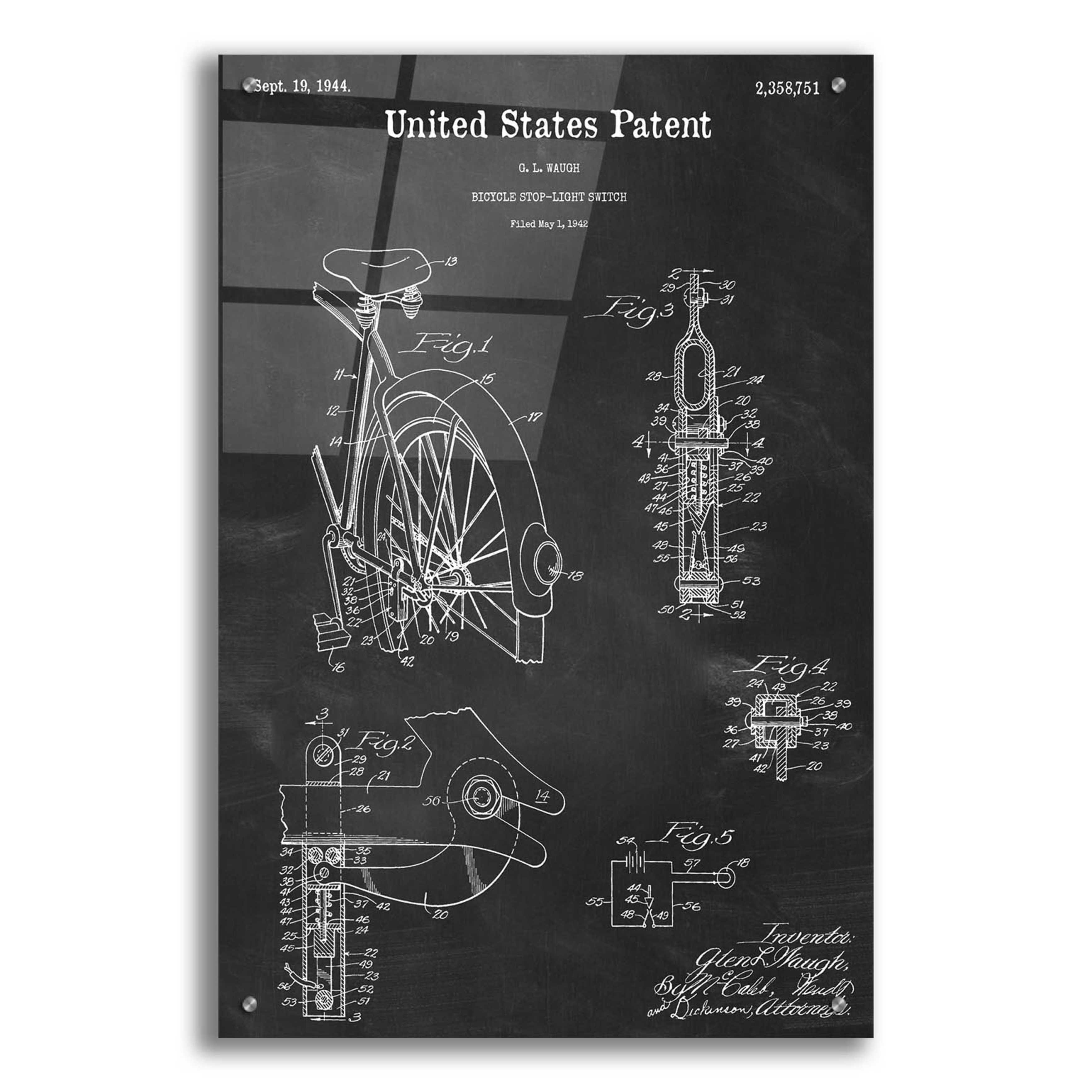 17 Stories Bicycle Stop-Light Switch Blueprint Patent Chalkboard ...