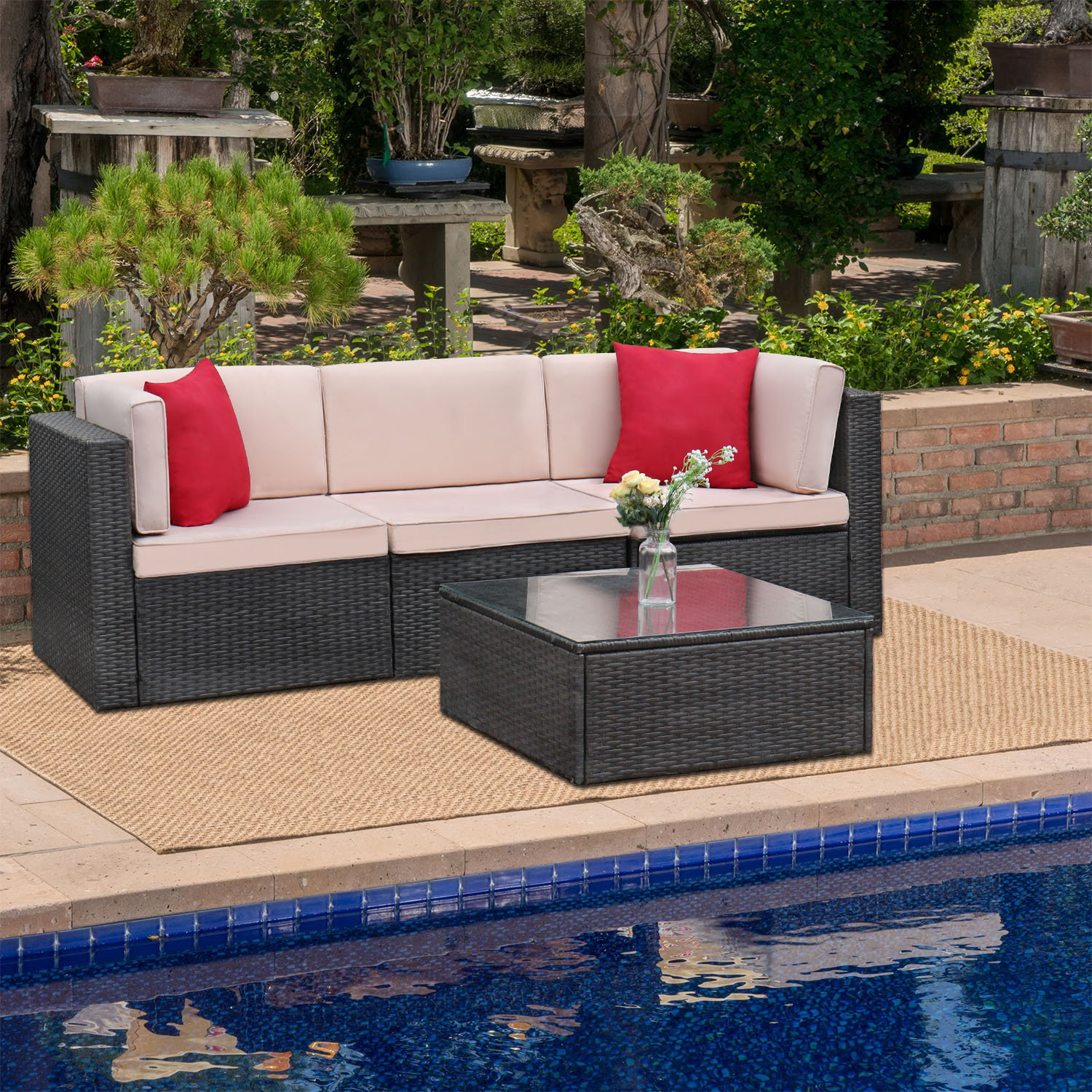 Wade Logan® Atyia Outdoor Patio Sofa with Sunbrella® Cushions & Reviews ...