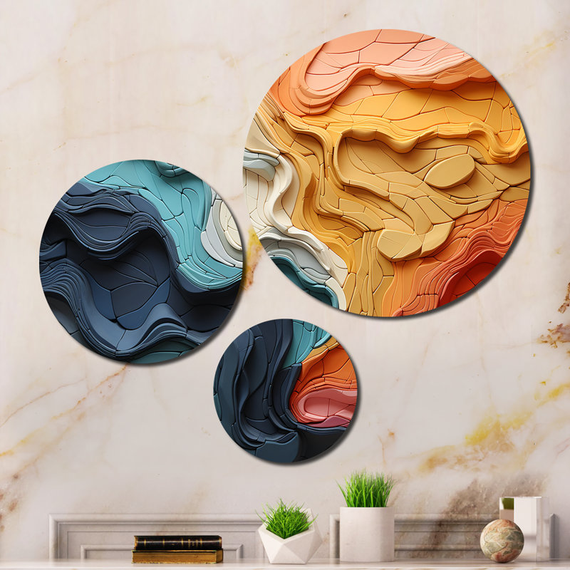 DesignArt 3 Biomorphism Forms IV Wall Decor Set Metal | Wayfair