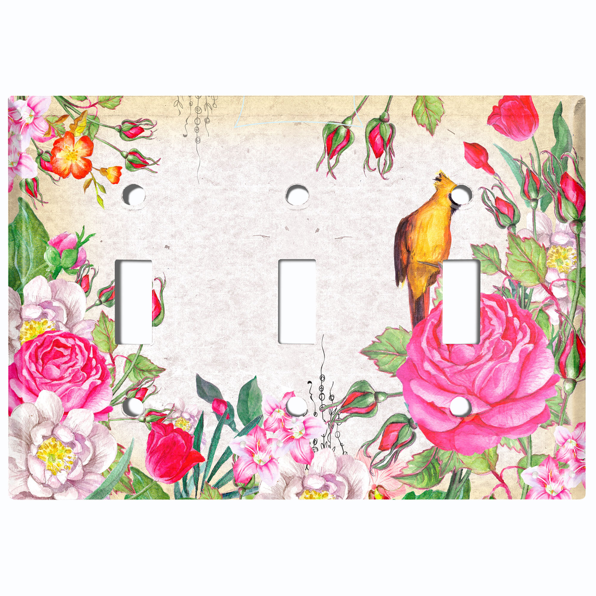 WorldAcc Metal Light Switch Plate Outlet Cover (Vintage Pink Rose ...