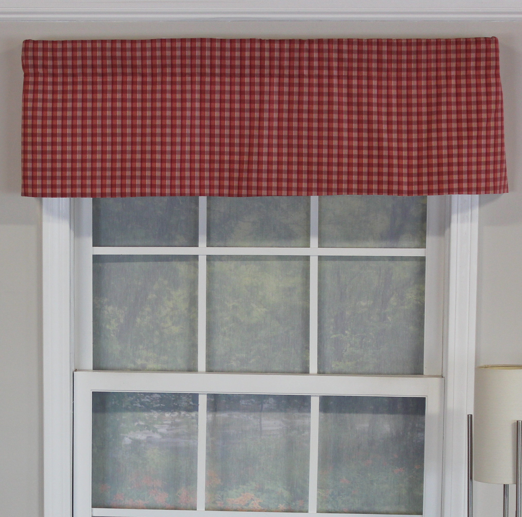 Gracie Oaks Roger Check Tailored Valance Red | Wayfair