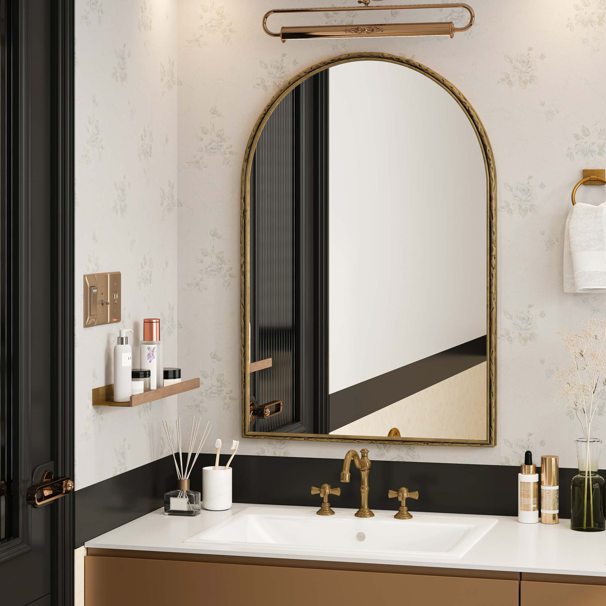 Ebern Designs Arched Wall Mirror - Elegant Vanity Mirror for Bathroom ...