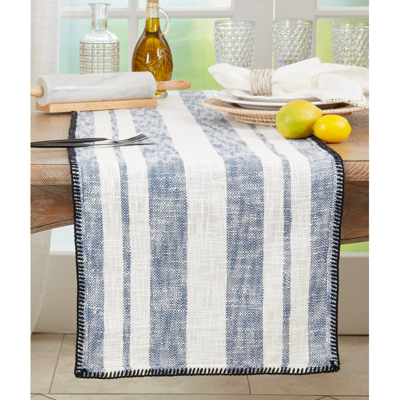 Saro Rectangular Striped Table Runner | Wayfair