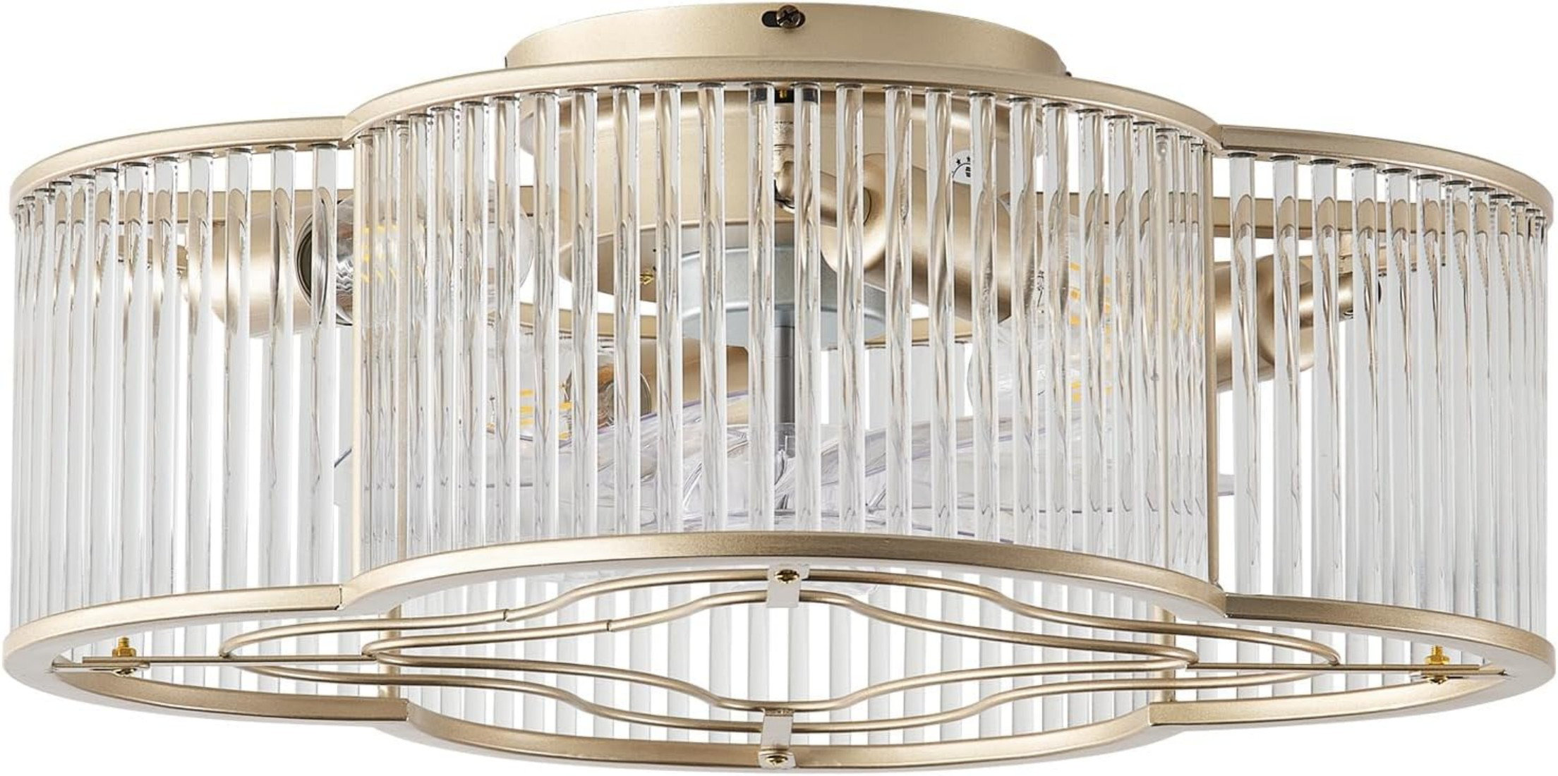 House of Hampton® 20" Gold Crystal Ceiling Fan with Light, Crystal ...