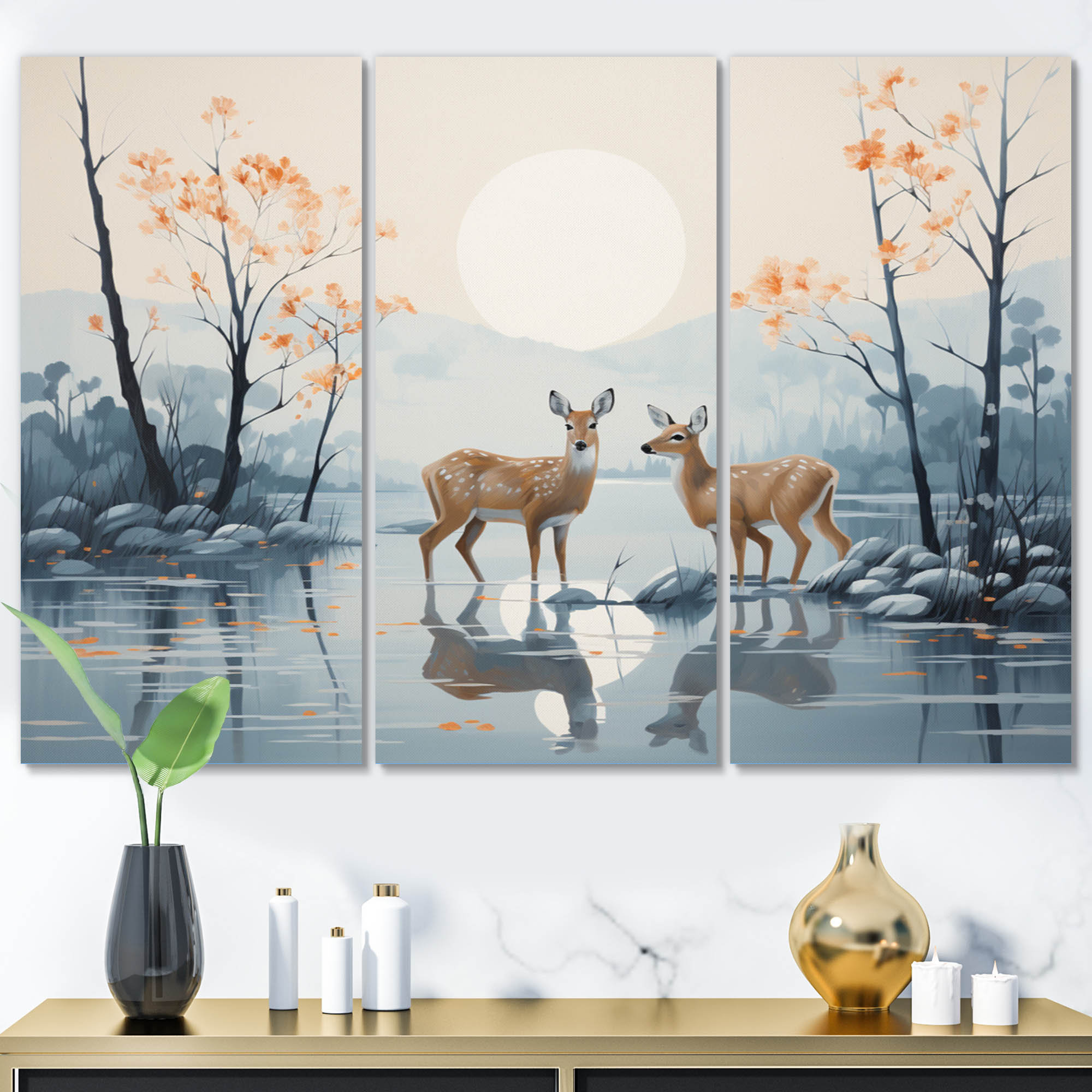 Millwood Pines Animal Deer Floating in Winter - Animals Metal Art Print ...