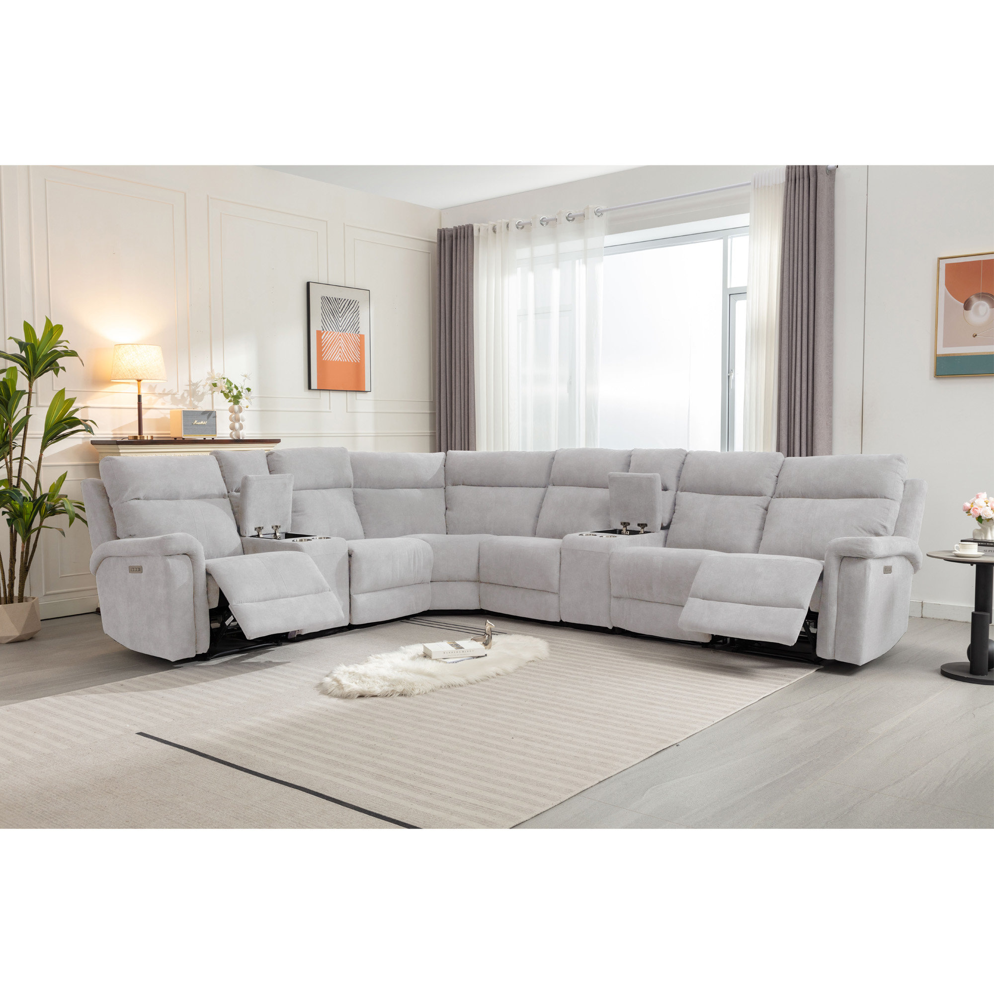 Latitude Run® 8 - Piece Cushion Back Power Reclining Sectional With ...