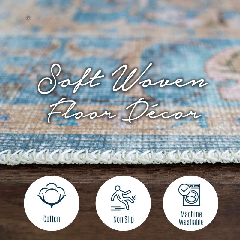 Bungalow Rose Cotton Machine Washable Oriental Rug | Wayfair