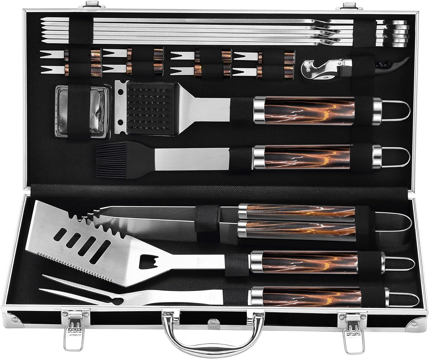 Artmeer 22-Piece Stainless Steel Grill Accessory Set: Flame-Patterned ...