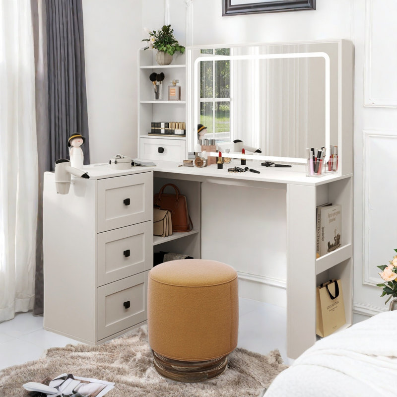 Ivy Bronx Knapp Knapp Desk With Charging Station, 3 Large Drawers ...