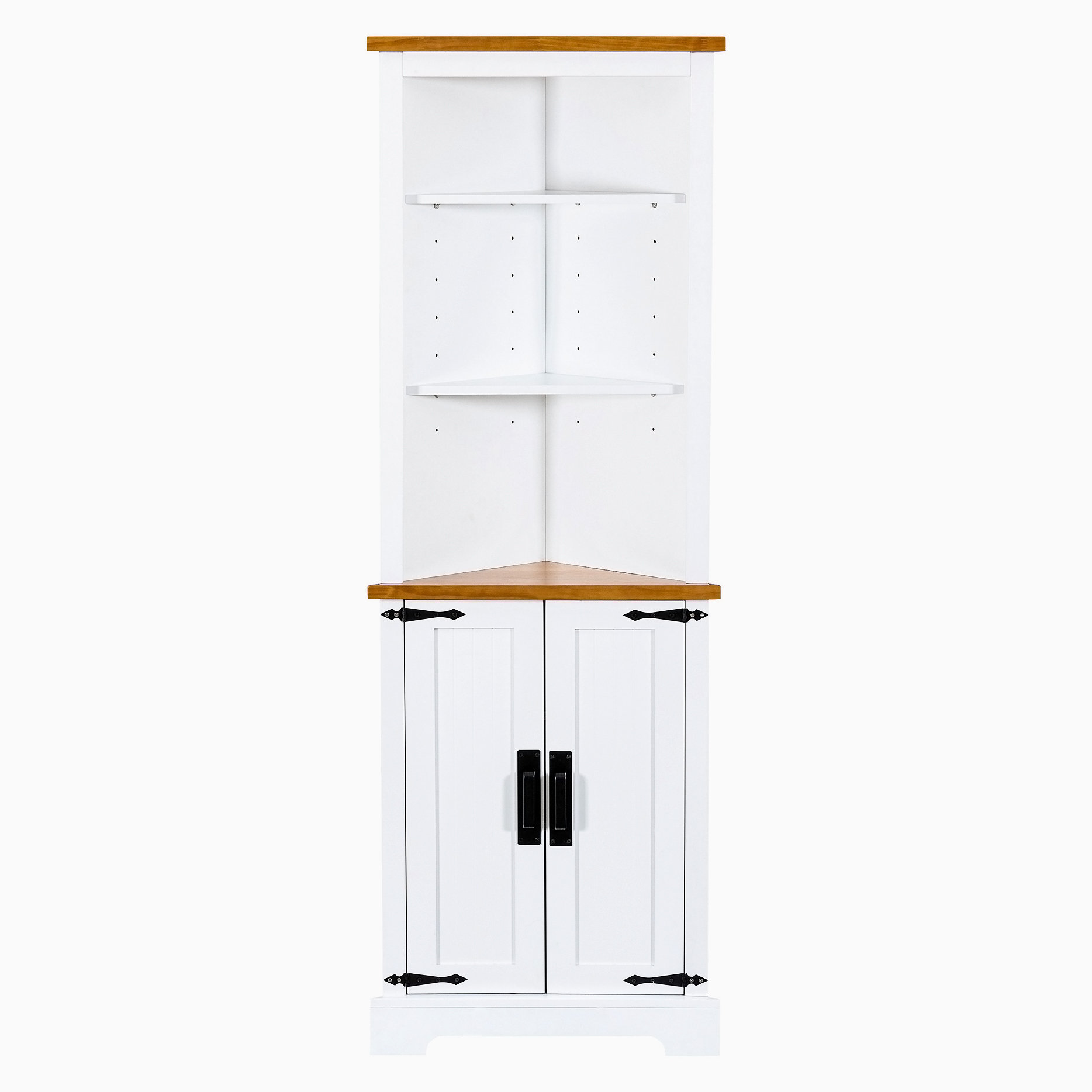 Winston Porter Free Standing Corner Cabinet with Doors and Shelves ...