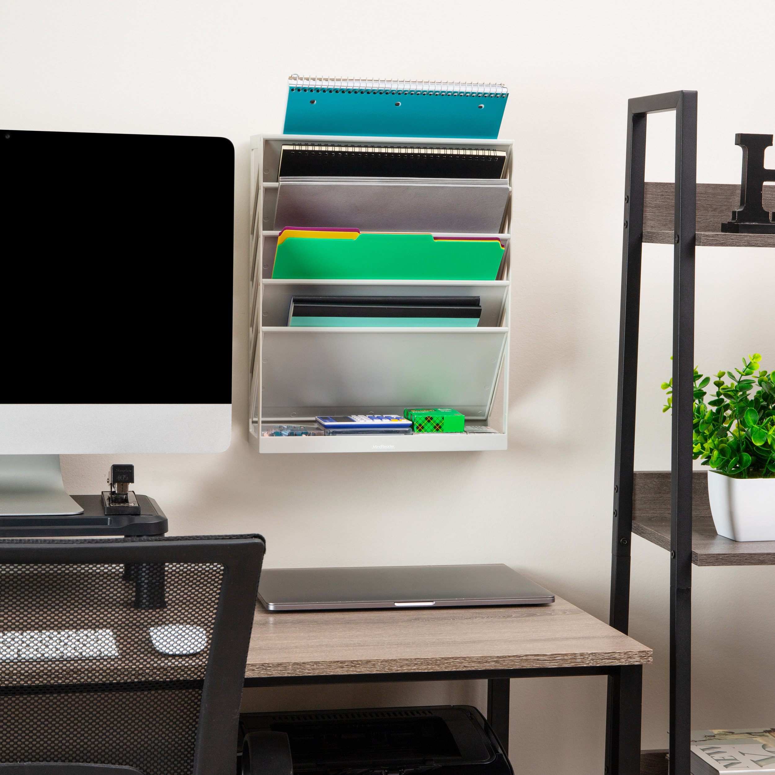 Mind Reader 5-Tier Vertical File Storage, Desktop Organizer, Wall Mount ...