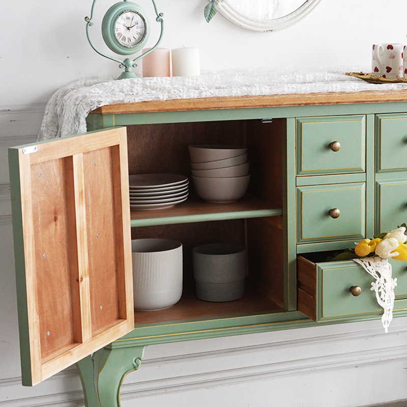 Vivid Space Creation Vintage Distressed Cabinet with Spacious Storage ...