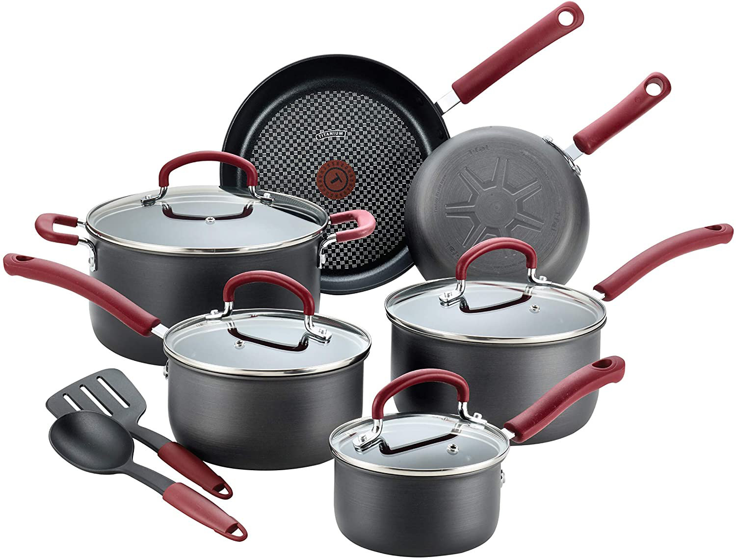 T-fal Ultimate Hard Anodized Aluminum Nonstick Cookware Set, 12 piece ...