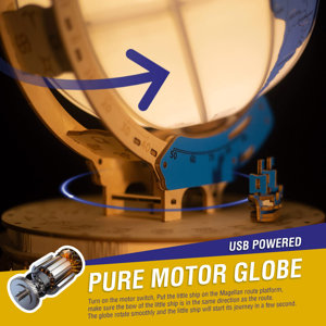 Datissc 3D Electric Wooden Puzzles LED Illuminated Wood Globes Arts and ...