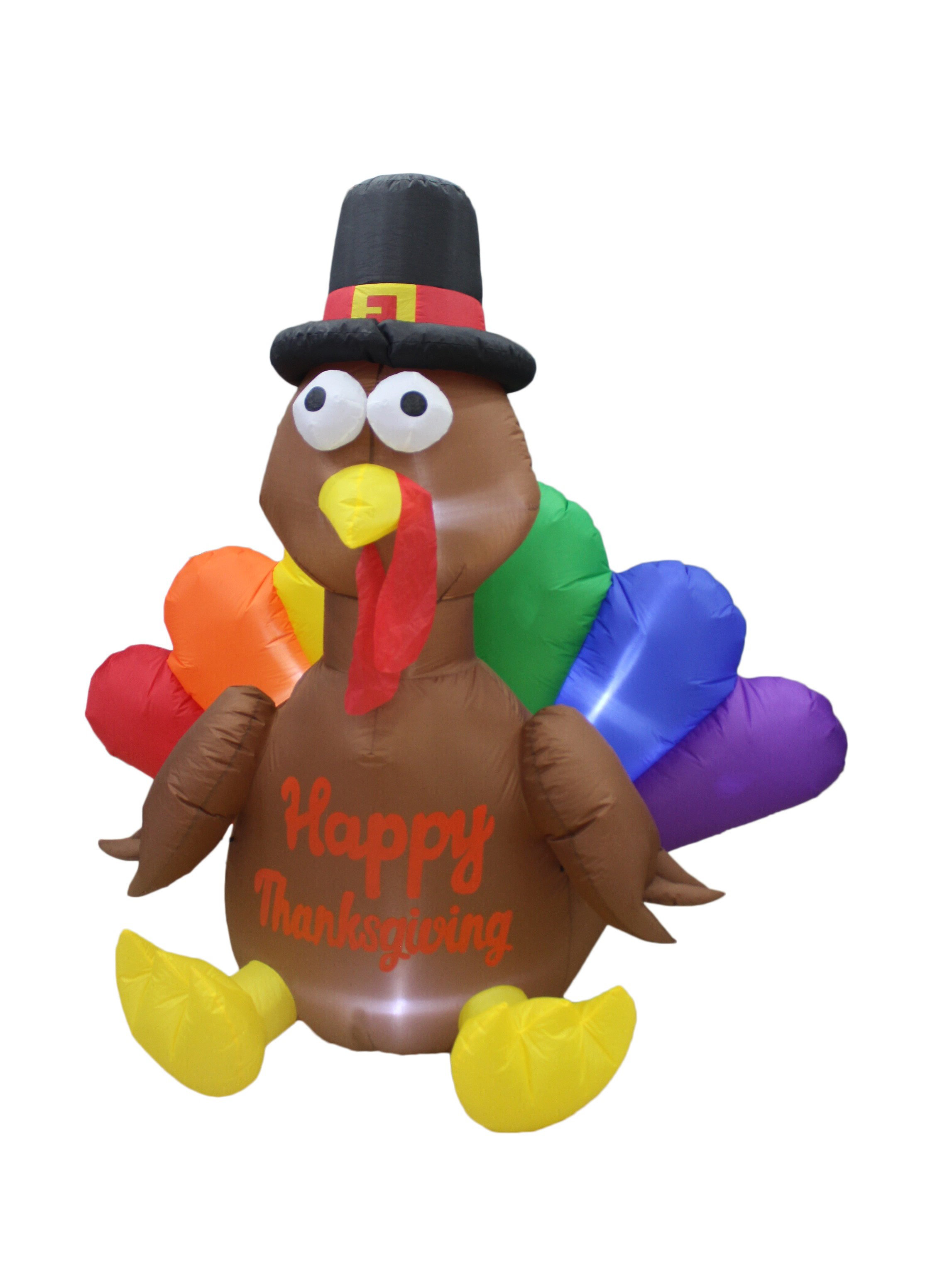 The Holiday Aisle® 6 Foot Tall Lighted Happy Thanksgiving Turkey with ...
