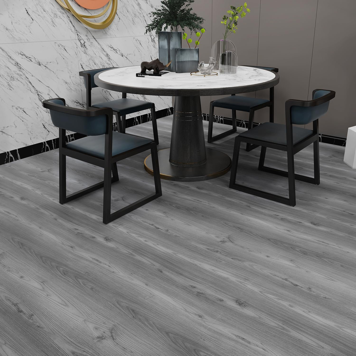 Artmeer Grey Wood Peel and Stick Floor Tile, 36 Pack 54 Sq.Ft,(NO ...