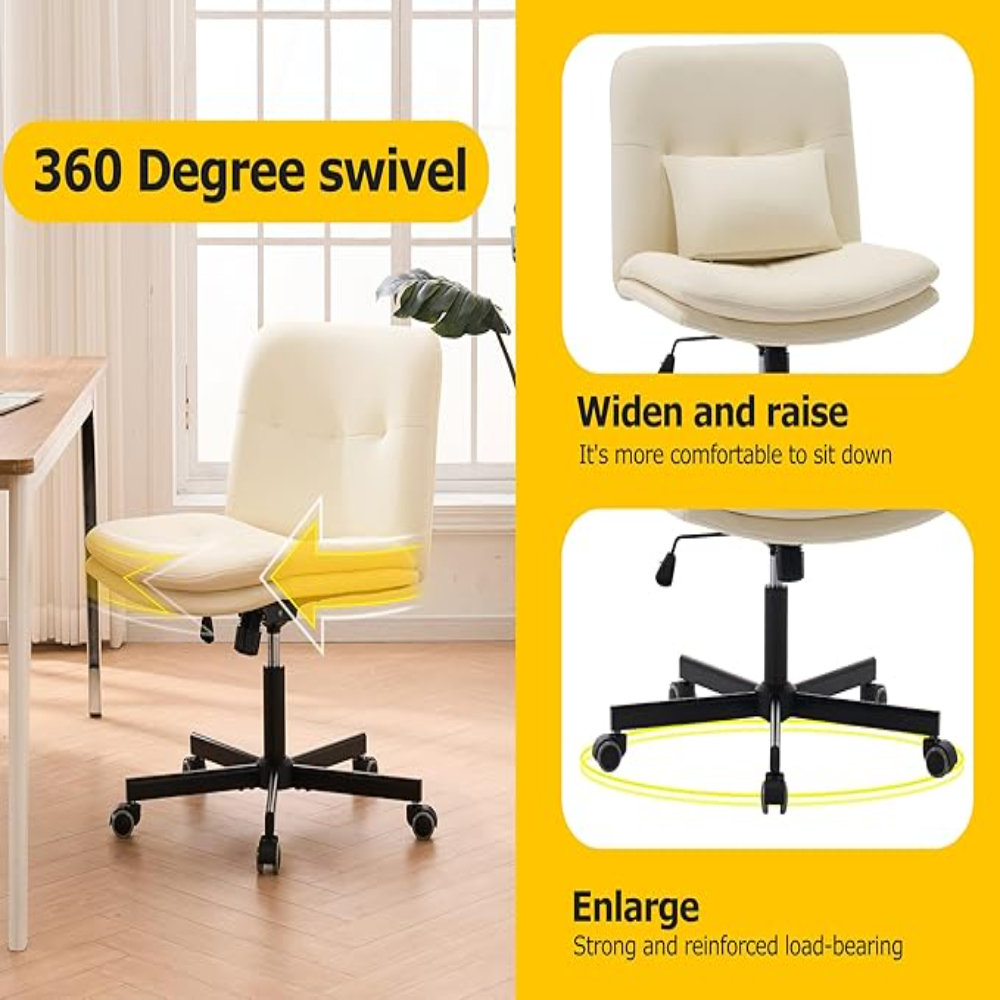 Latitude Run® Wide Office Desks Chair With Wheels Armless Mid-Back ...