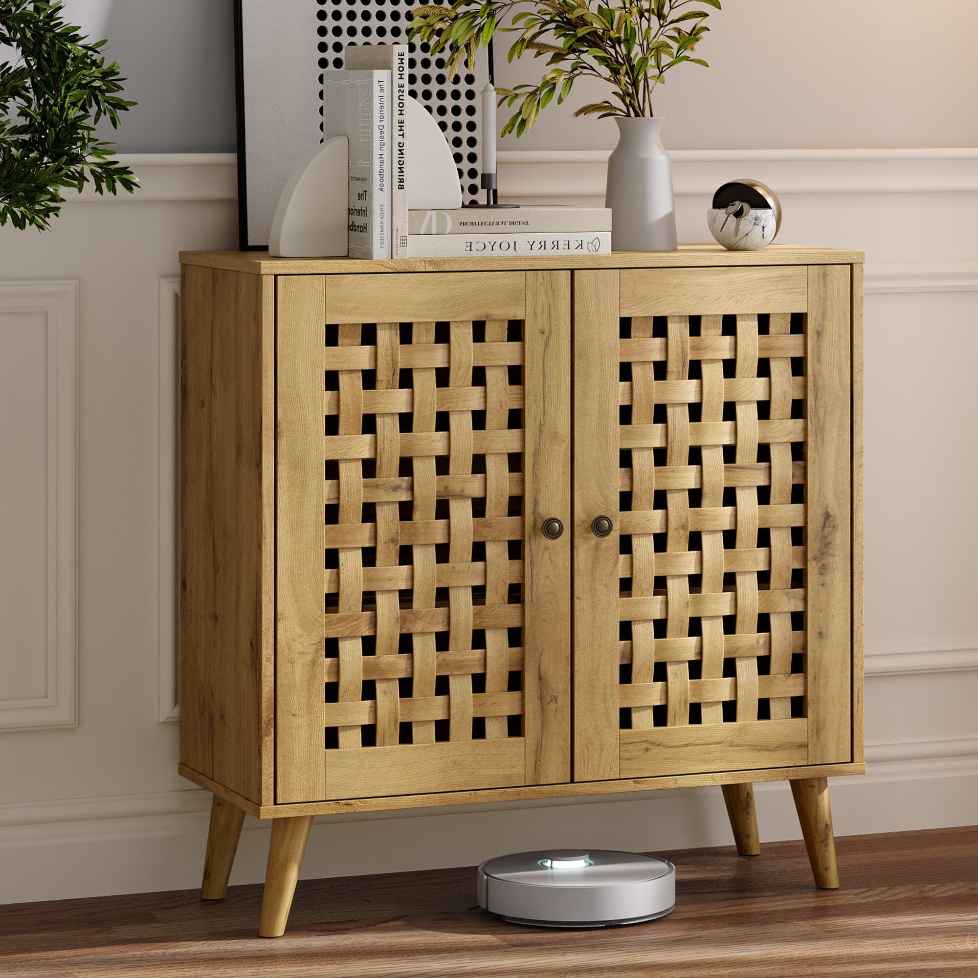 Union Rustic Accent Cabinet with Doors, Wooden Decorative Storage ...