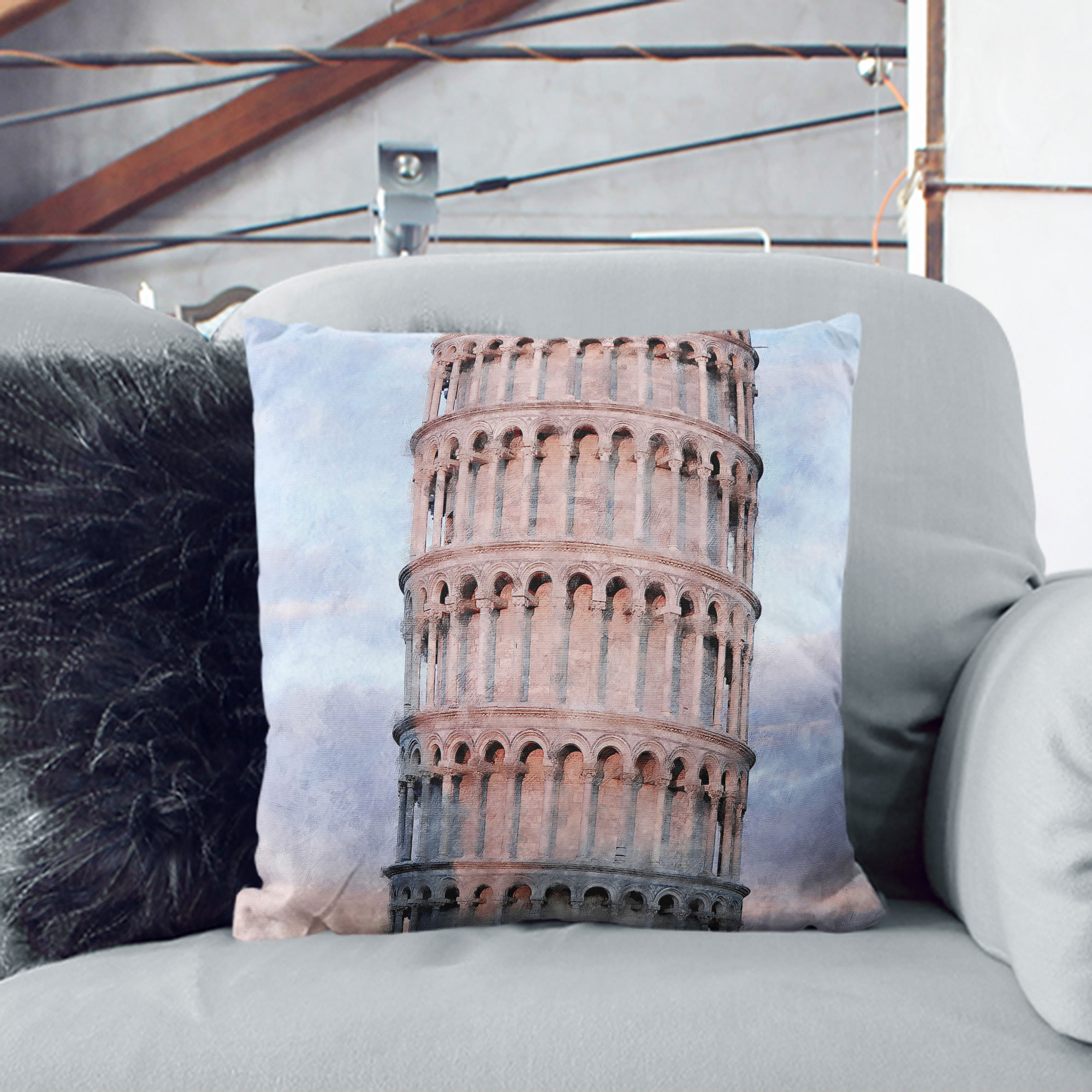 East Urban Home Leaning Tower of Pisa Vol.2 Painting Pillow Cover and Insert | Wayfair.co.uk