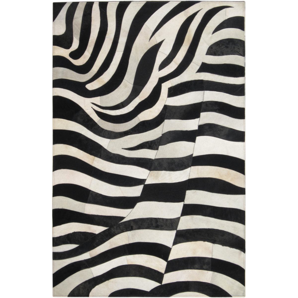 Madisons Inc Animal Print Handmade Cowhide Black/Off White/Cream Area ...