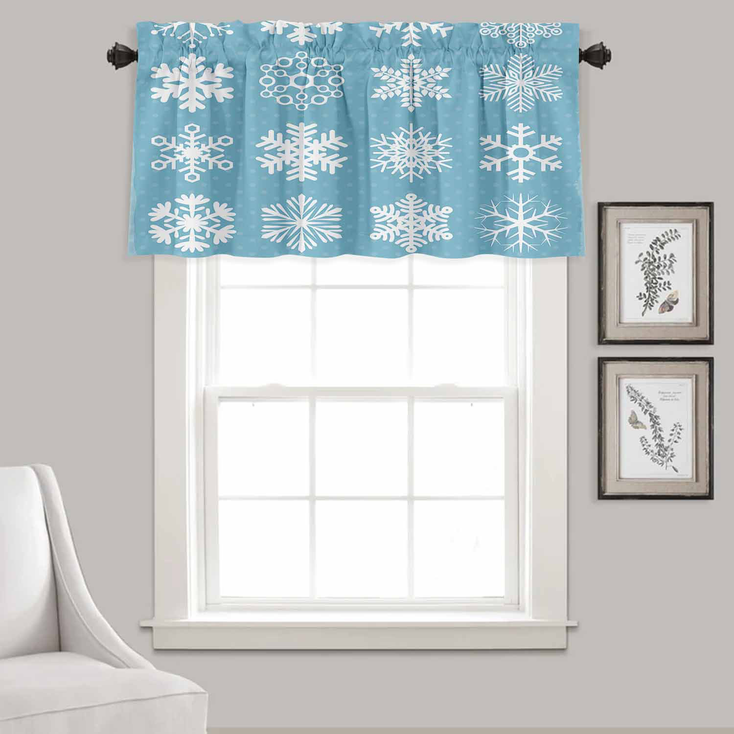 Ophelia & Co. Blue 52"W Snowflakes Snow Christmas Snowflake Ice Window ...