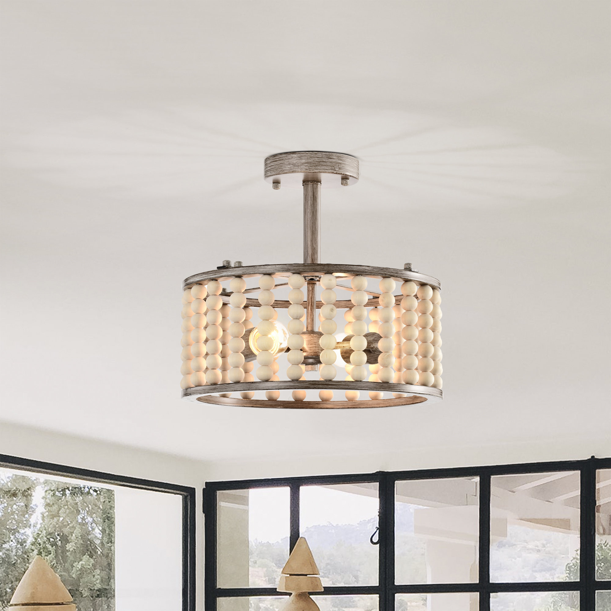 Dakota Fields Ashat 2 -Light 13.7" Semi flush mount | Wayfair