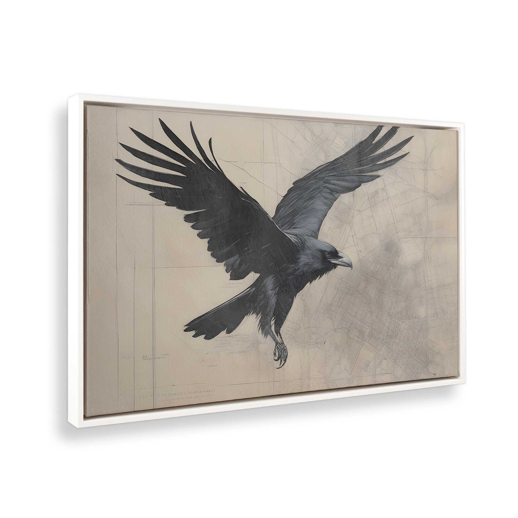 Latitude Run® Majestic Raven in Motion Canvas Print in a Maple Frame ...