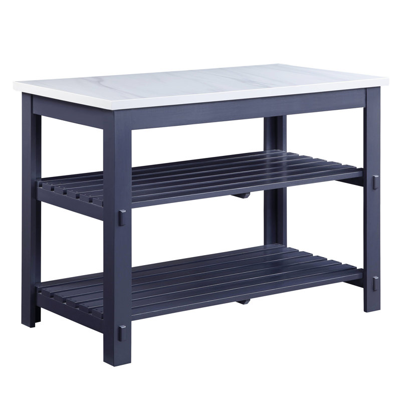 Latitude Run® Versatile Marble-Topped Kitchen Island with Spacious ...