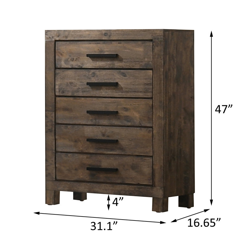 Loon Peak® Feliberto 5 Piece Bedroom Set in Rustic Golden Brown | Wayfair