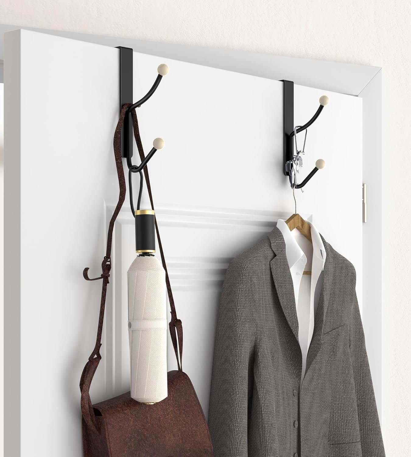 Winston Porter Heavy Duty Over The Door Hooks - No Drill Double Hangers ...