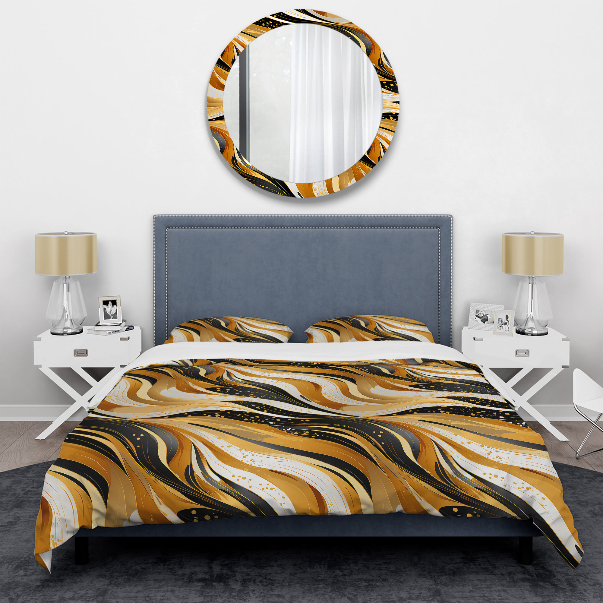 Design Art Gold And Black Striped Bengals Bedding | Wayfair