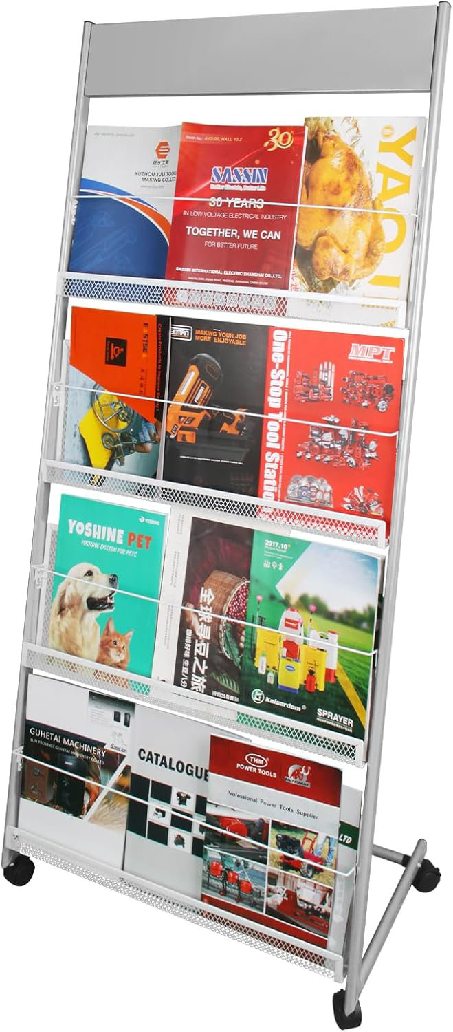 Rebrilliant Magazine Rack Floor Standing, 4-Layer Brochure Display Rack ...