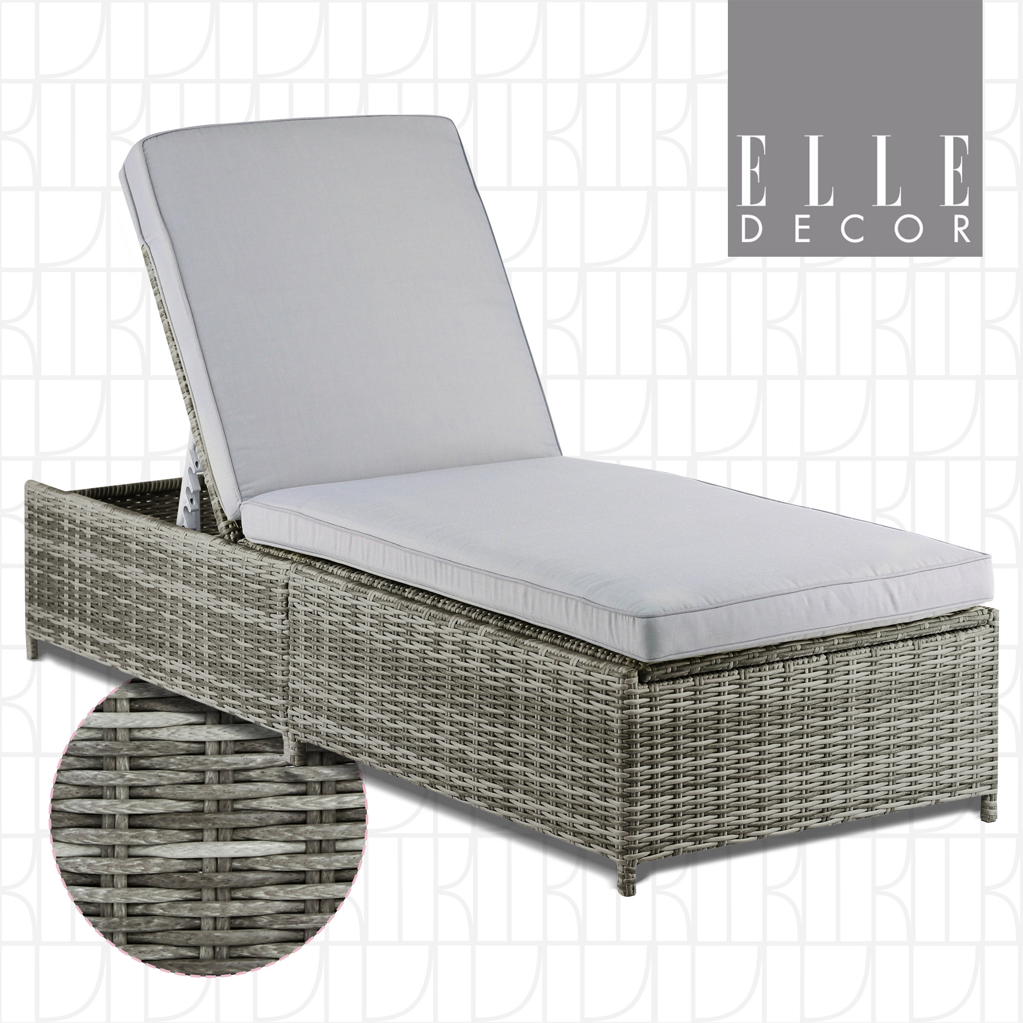Elle Decor Vallauris Outdoor Chaise Lounge with Storage, Grey | Wayfair