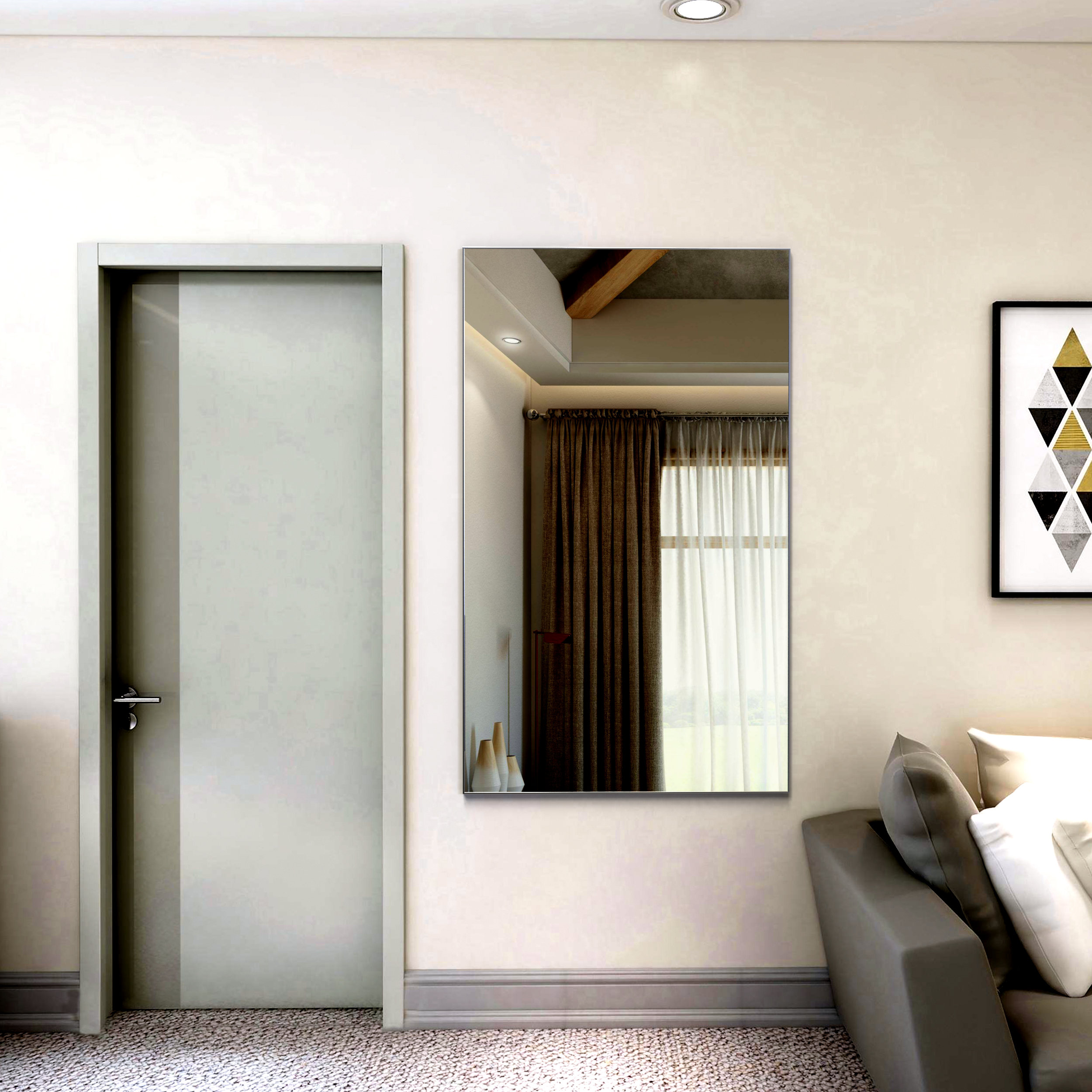 Latitude Run® Oversized Modern Rectangle Bathroom Mirror With Frame Decorative Large Wall ...