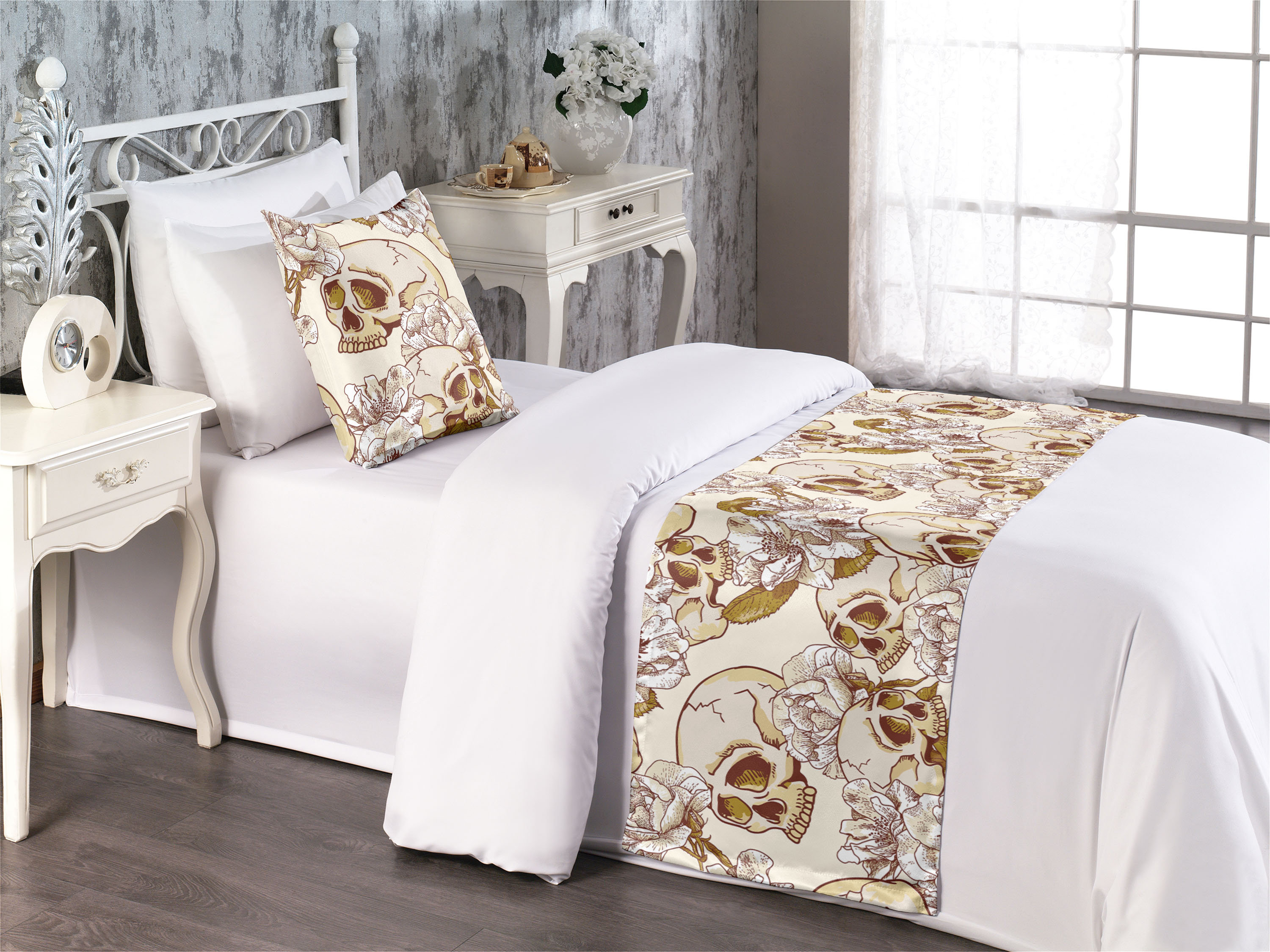 Ambesonne Vintage Bed Runner Set Art American Traditional Pale Camel ...