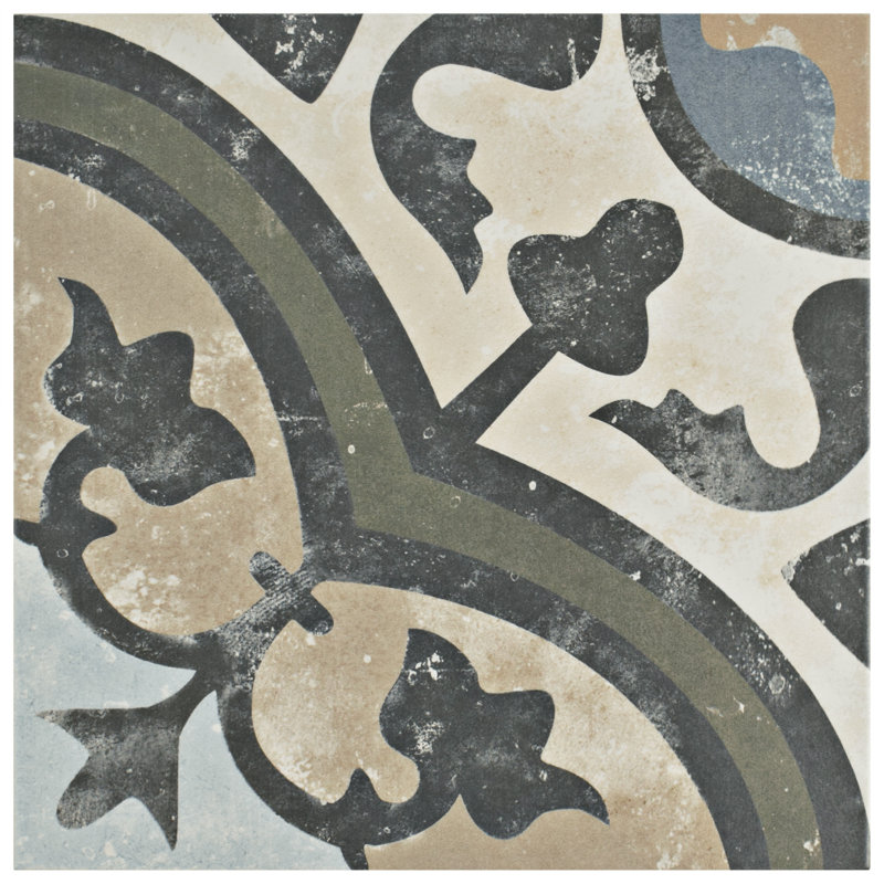 Merola Tile Evoque Arte Carthusian 10" x 10" Porcelain Patterned Wall ...