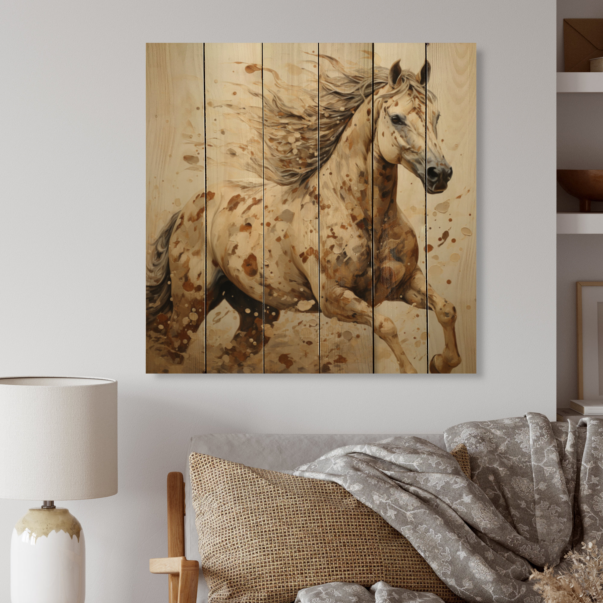Millwood Pines Brause Beige Horse Harmonious Balance Pointillism On ...