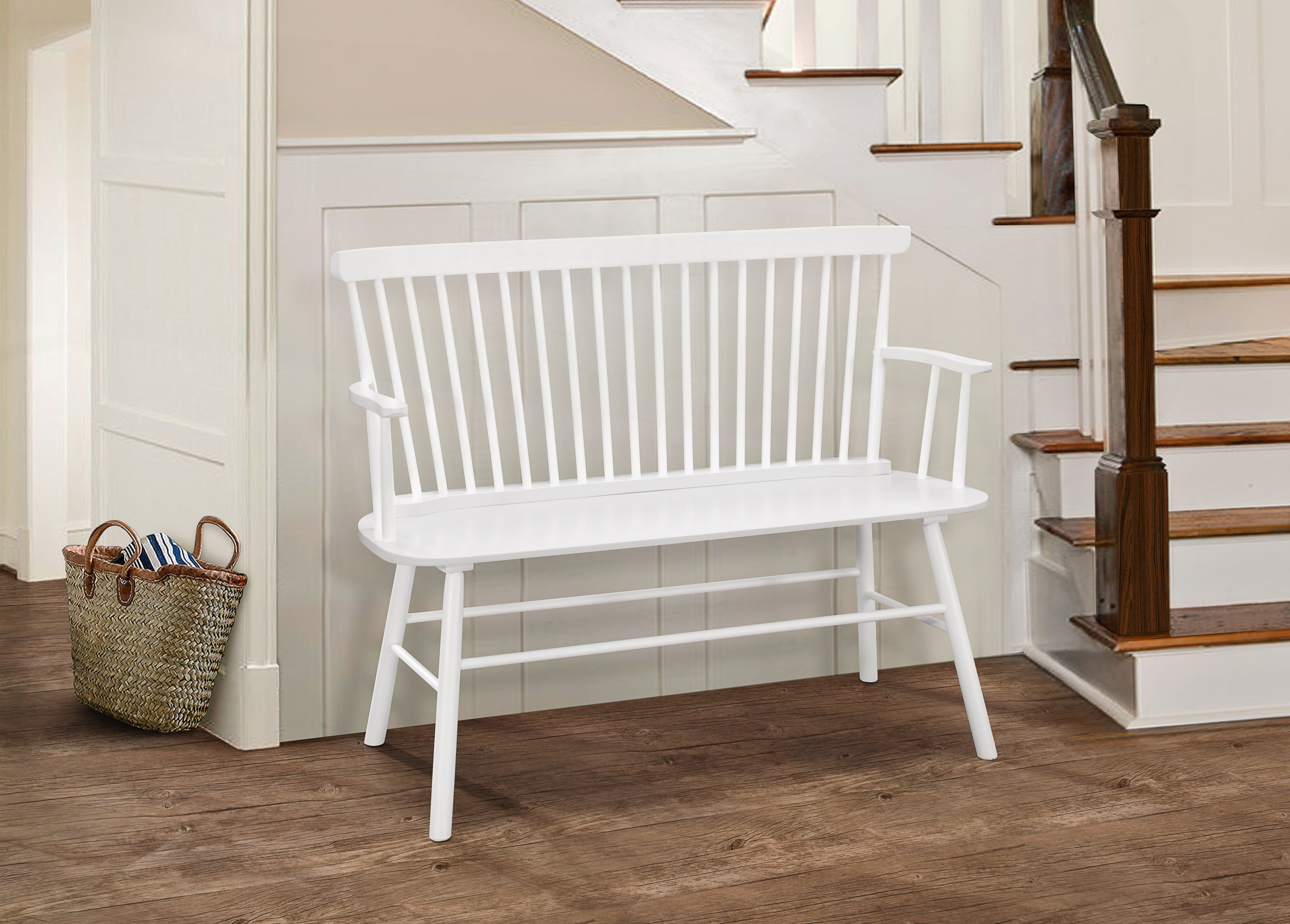 One Allium Way® 1pc Casual Relaxed Vintage Wood Spindle Back Bench ...