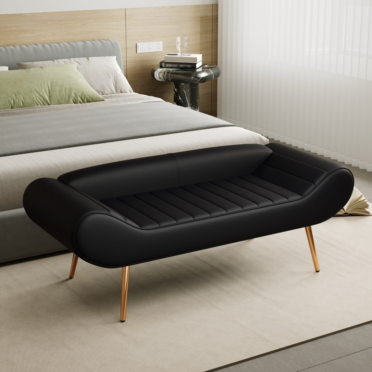 Ebern Designs Modern Sofa 57 Inch Sofa Stool Fabric Can Be Placed The ...
