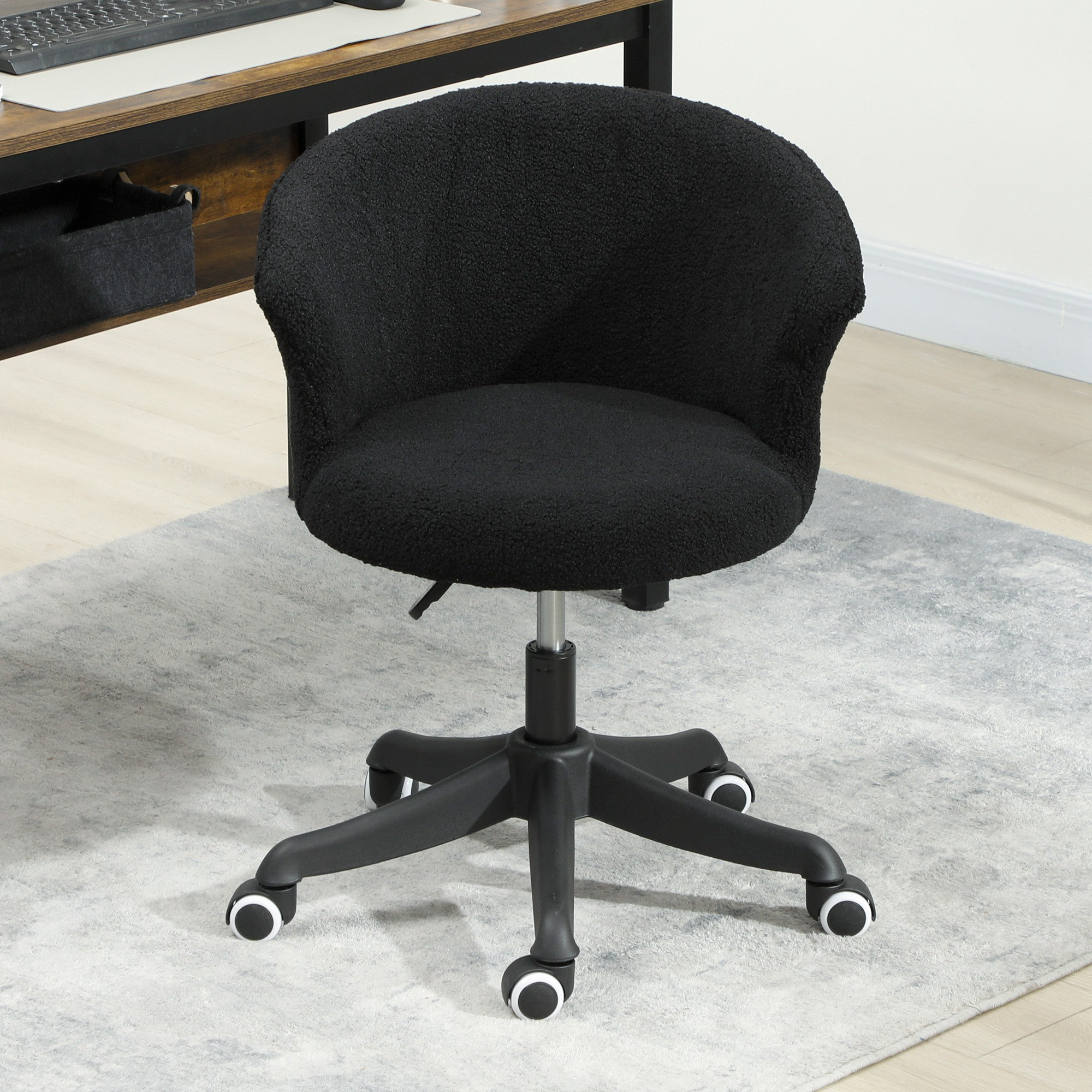 Ebern Designs Fluffy Office Chair with Adjustable Height, Armless ...